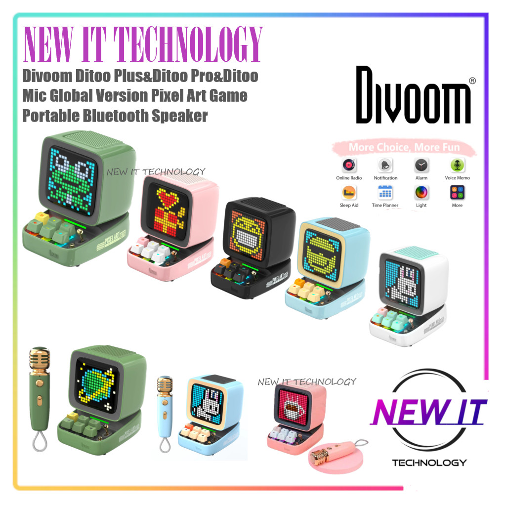 Divoom Ditoo Plus&Ditoo Pro&Ditoo 5m Global Version Pixel Art Game Portable Bluetooth Speaker ...