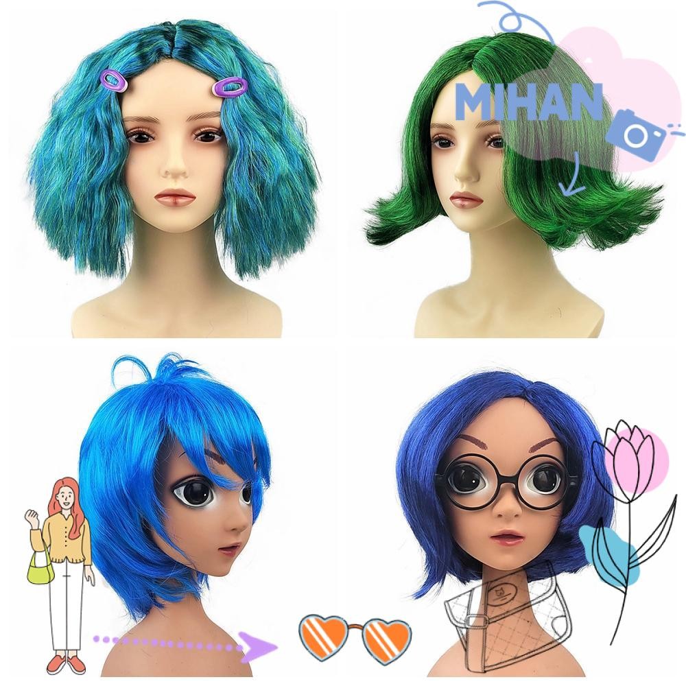 MH Dress Up Wig, Envy/Disgust/Sadness/Joy Inside Out 2 Curly Short Wig ...