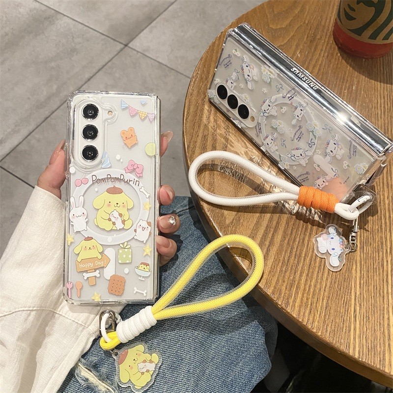 For Samsung Galaxy Z Fold 7 6 5 4 3 5G Case Cute Pom Pom Purin ...