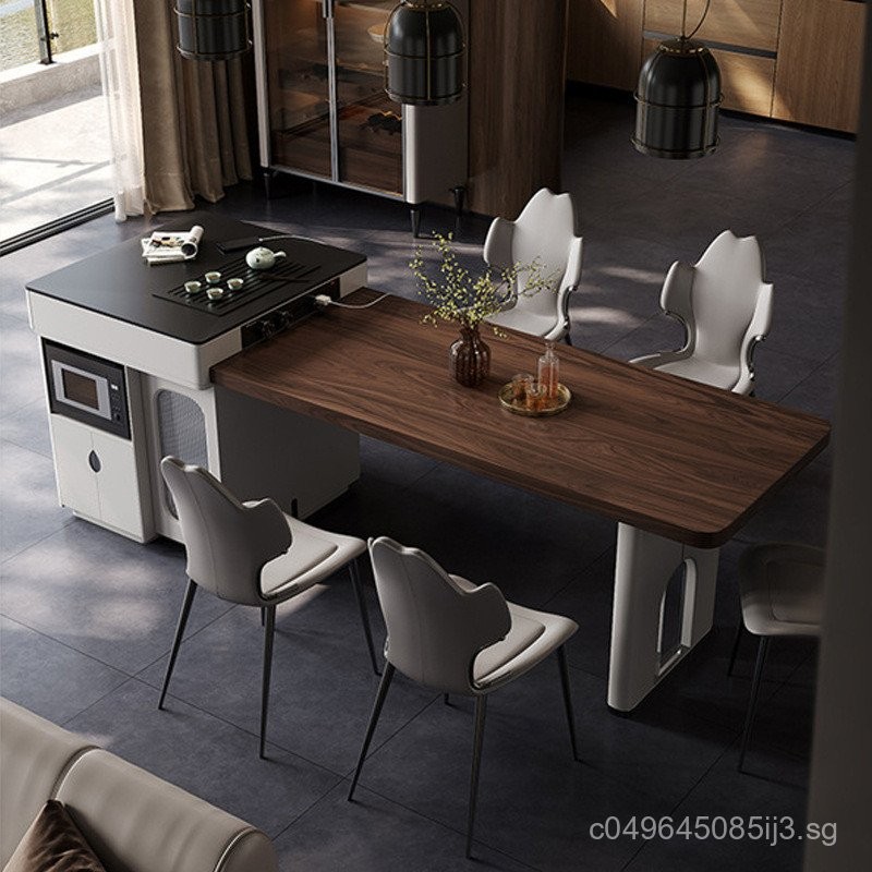 Villa High-End New Chinese Style Retractable Kitchen Island Dining ...
