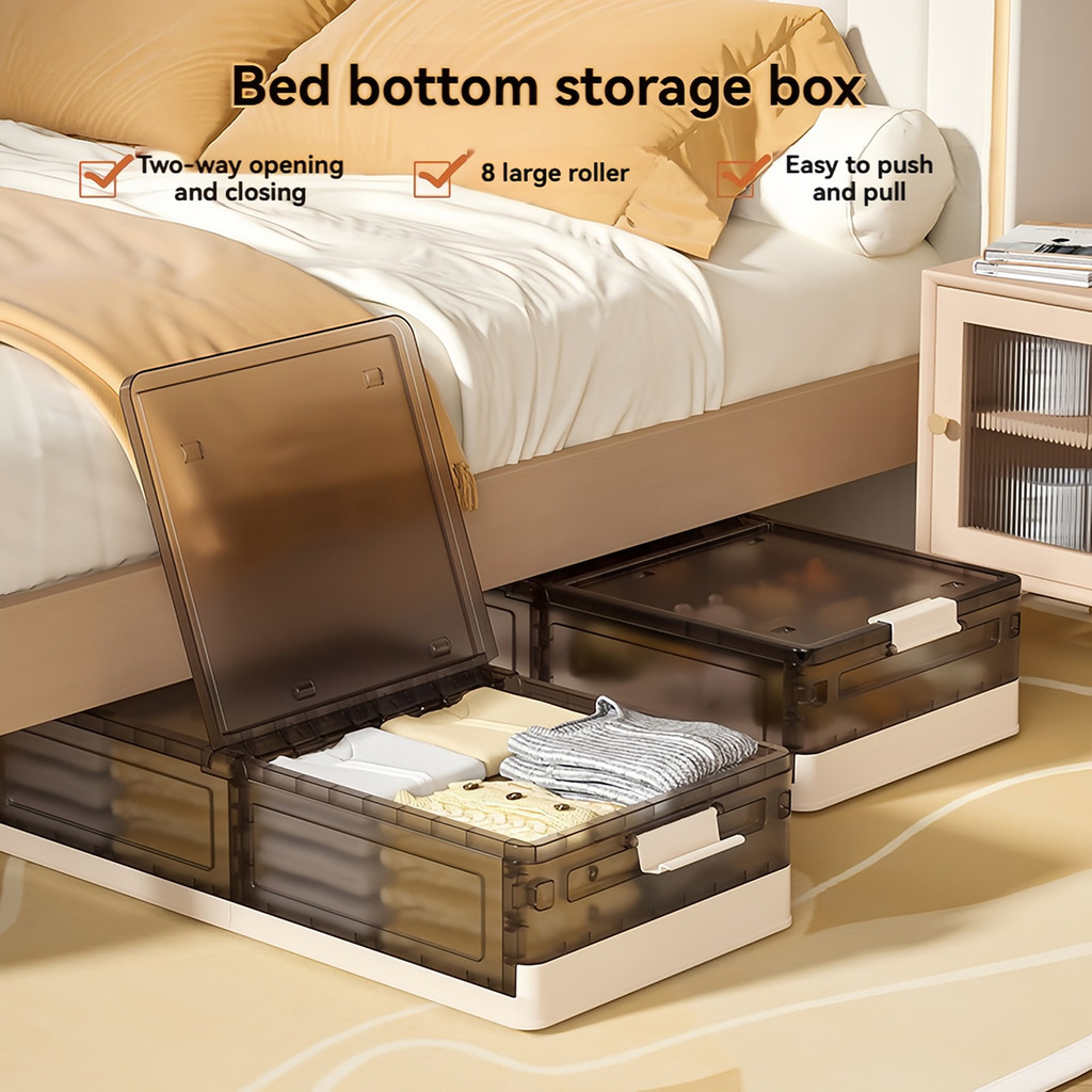 Large Capacity Underbed Clothes Storage Box With Wheels Foldable ...