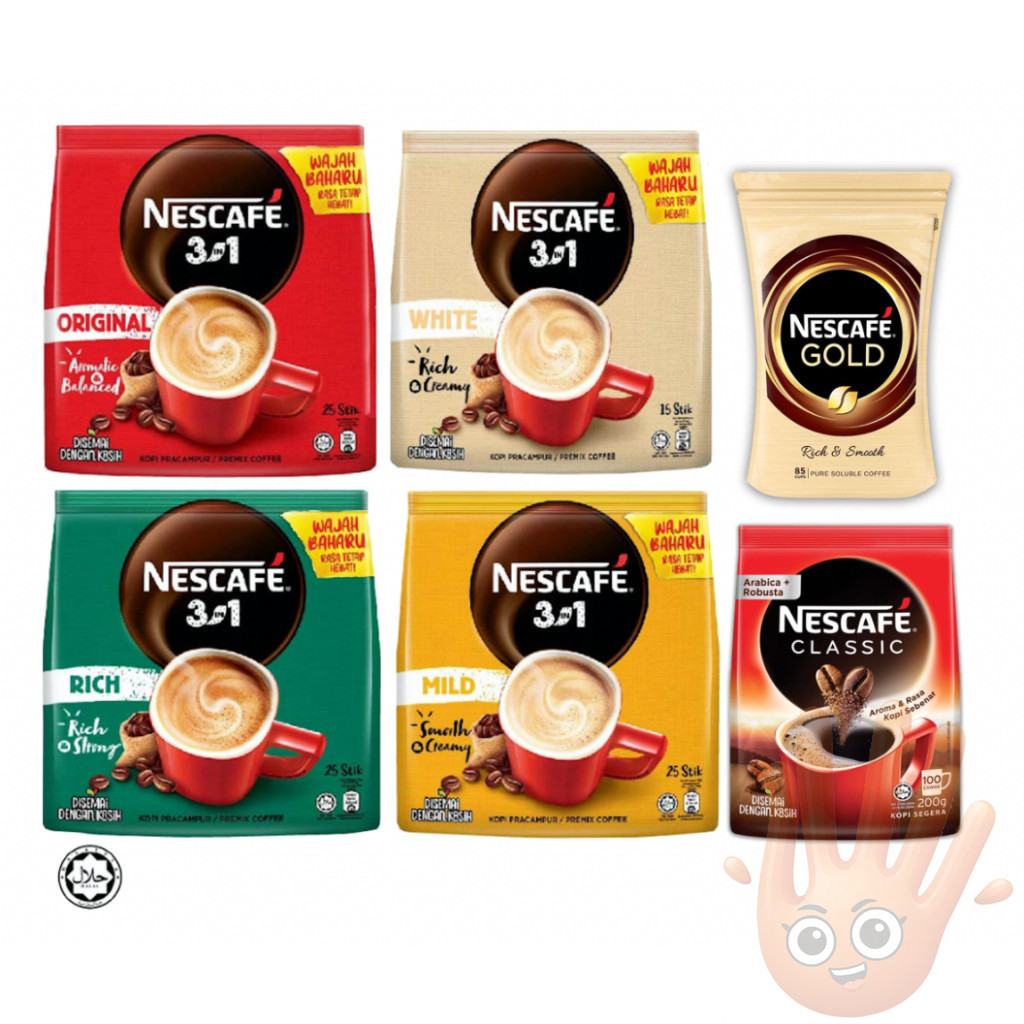 Nescafe 3 in 1 / Mild / Rich / White/ Classic Refill Pack 50g / 100g ...