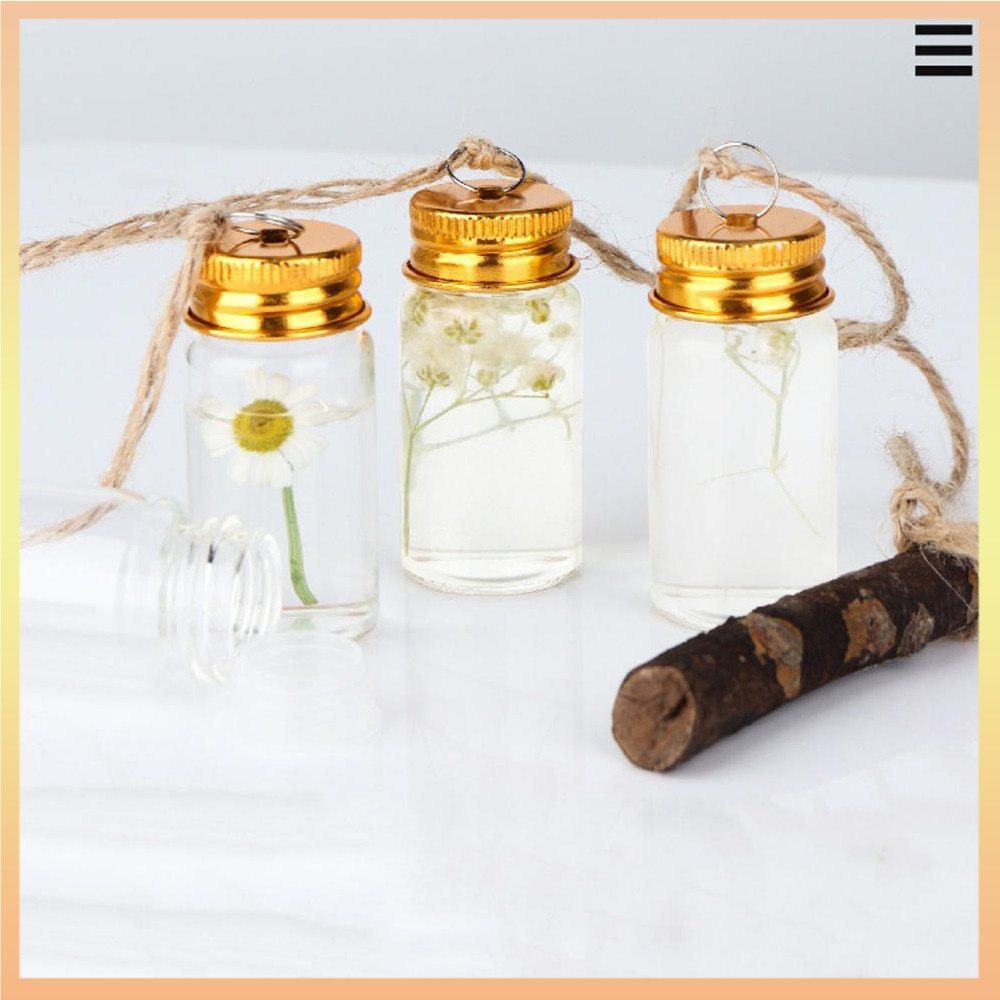10ml Mini Transparent Glass Bottles With Hanging Ring Aluminium Lids ...