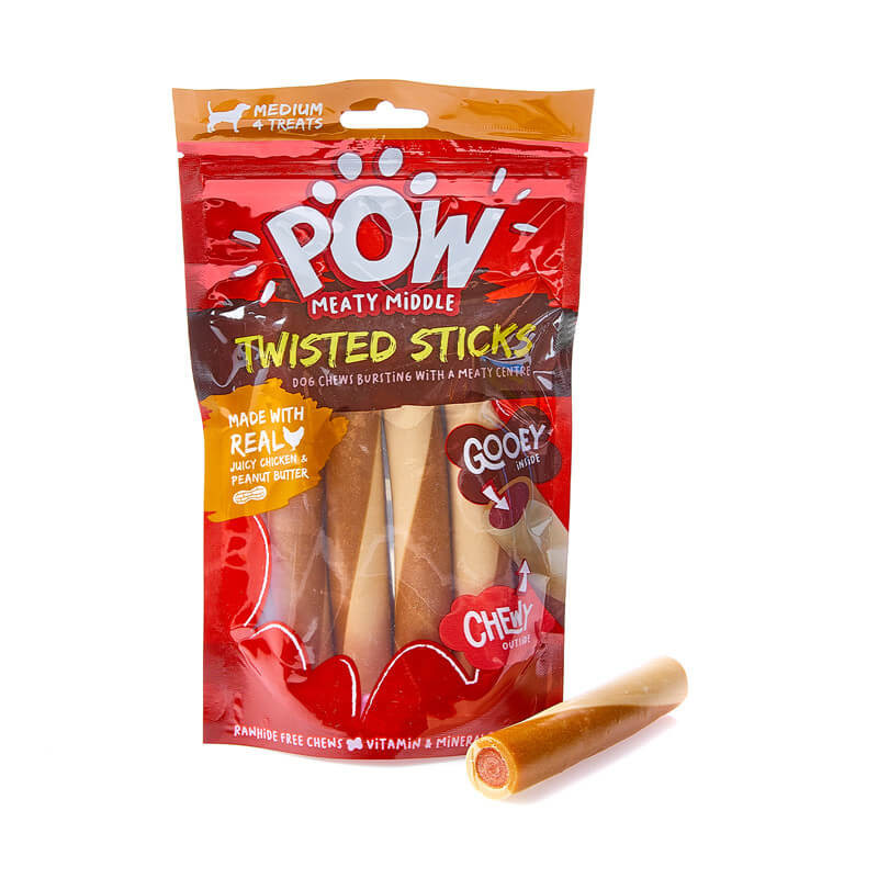 Pow Twisted Sticks - Chicken And Peanut Butter (Medium) (4pcs) (200g ...