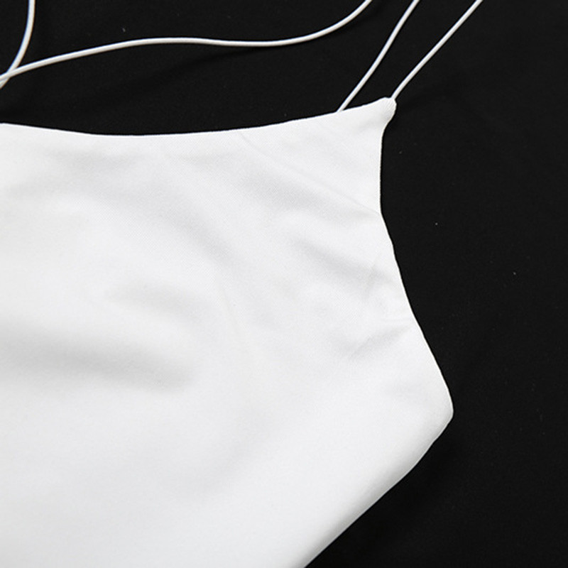 O-L/Women 2-piece Set Sleeveless Halterneck Backless See-through ...