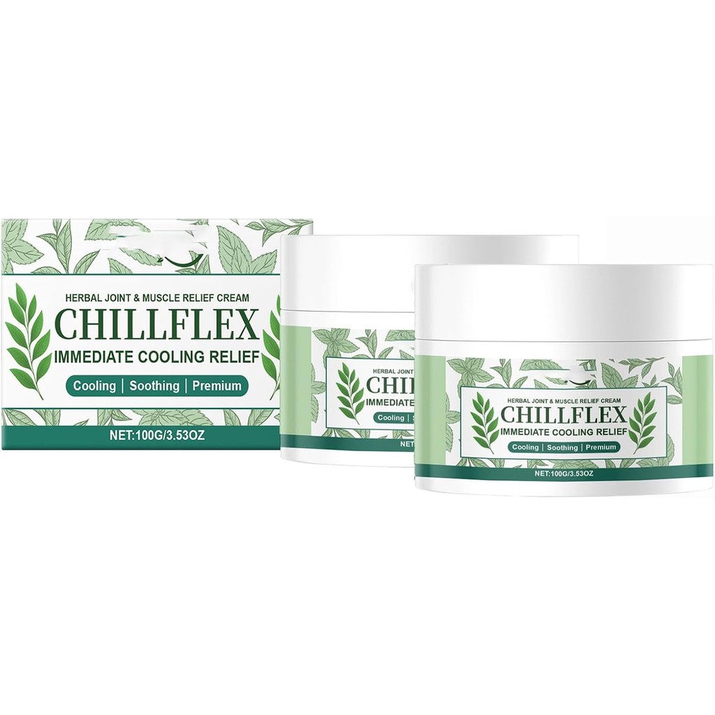 CHILLFLEX Instant Cooling Relief Cream, Soothing Cooling Menthol Gel (2 ...
