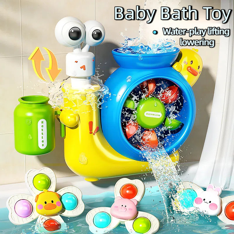 Baby Bath Toy Kids Bathroom Bubble Bath Small Snail Waterwheel Spinning ...