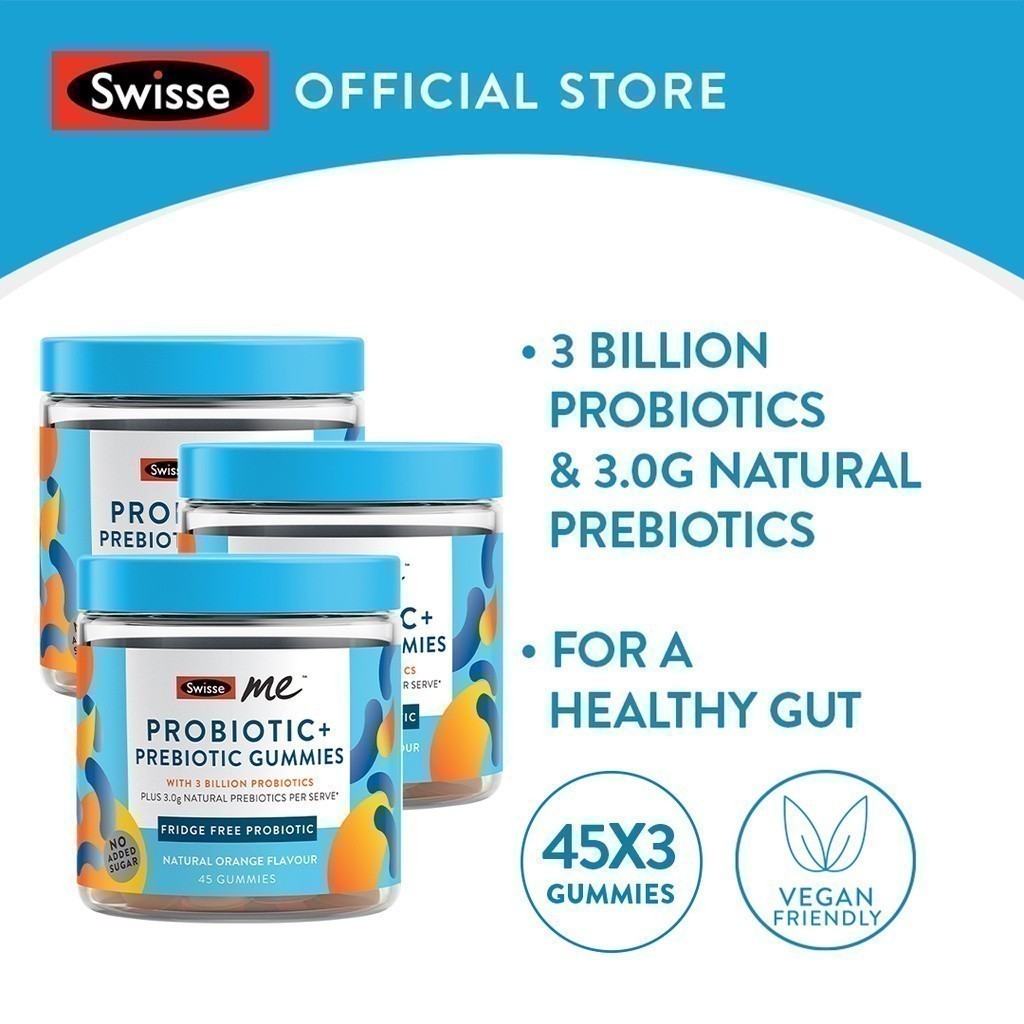 [Triple Pack] Swisse Adults Probiotic + Prebiotic Gummies 45 Pack ...
