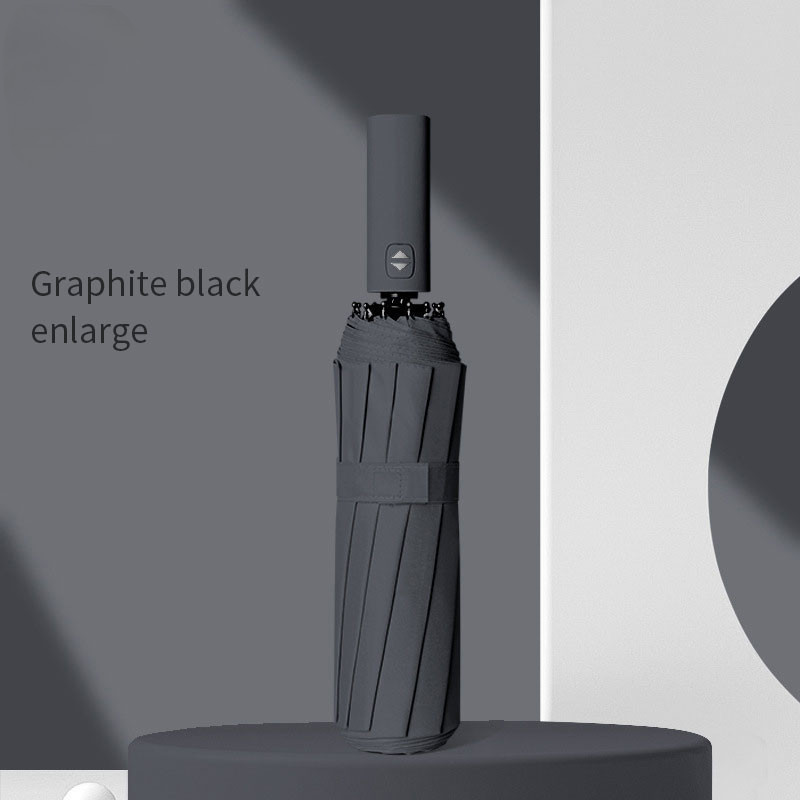 12 Bone Solid Color Automatic Umbrella Collapsible Large Size Sunshade UV Protection Business ...