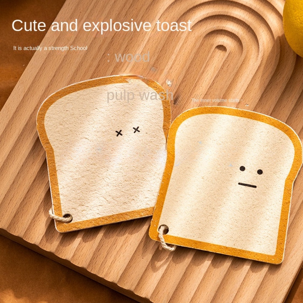 Cute Toast Dishcloth Dish Washing Sponges Wood Pulp Cotton Scouring Pad ...
