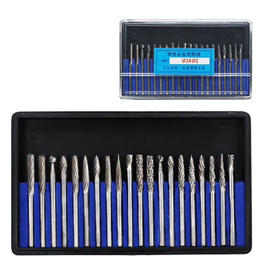 Mini tool 20pcs 3.0mm 1/8" Shank Tungsten Carbide Milling cutter Rotary ...