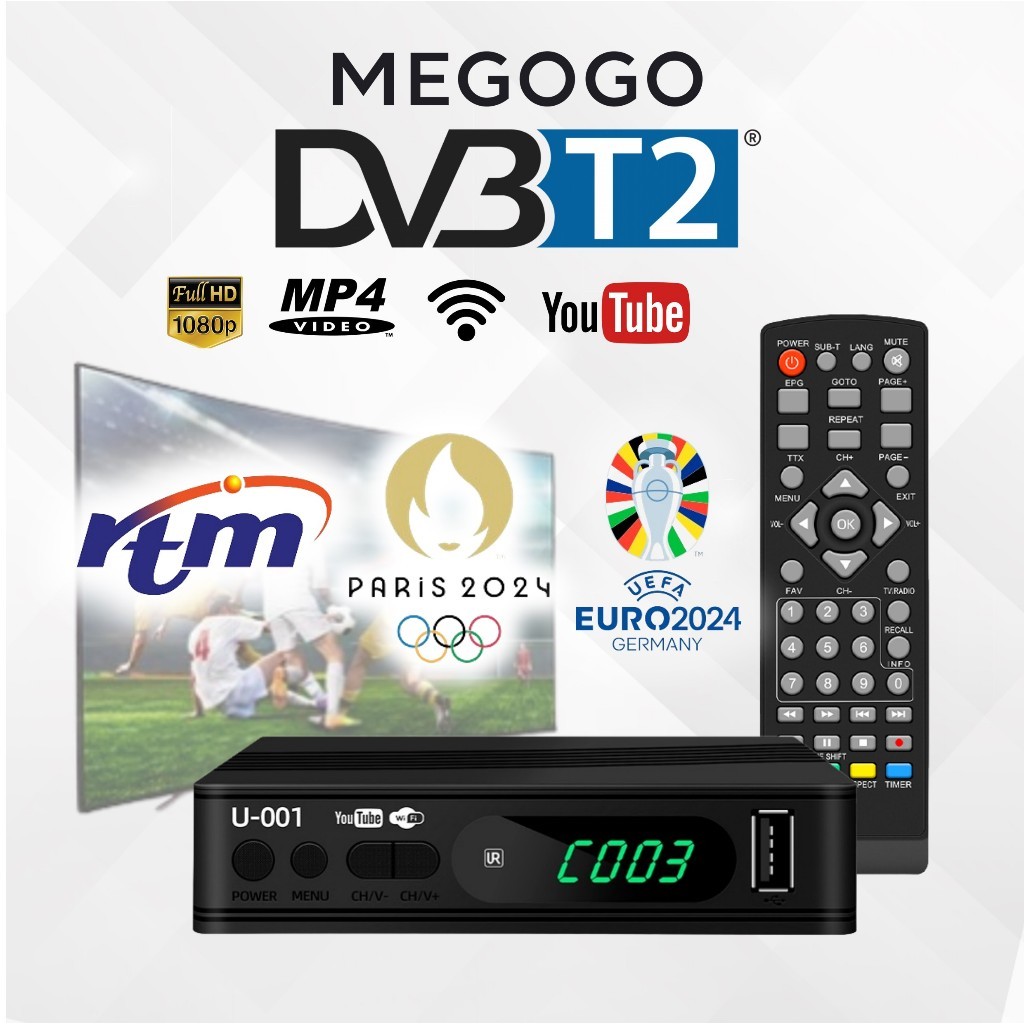 Megogo DVB T2 Digital Decoder Receiver Support Malaysia Channels TV ...