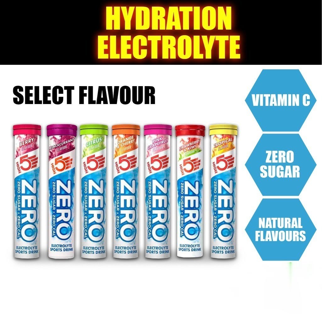 HIGH5 ZERO Electrolyte Drink 4 Tubes x 20 Tablets (Select Flavour ...