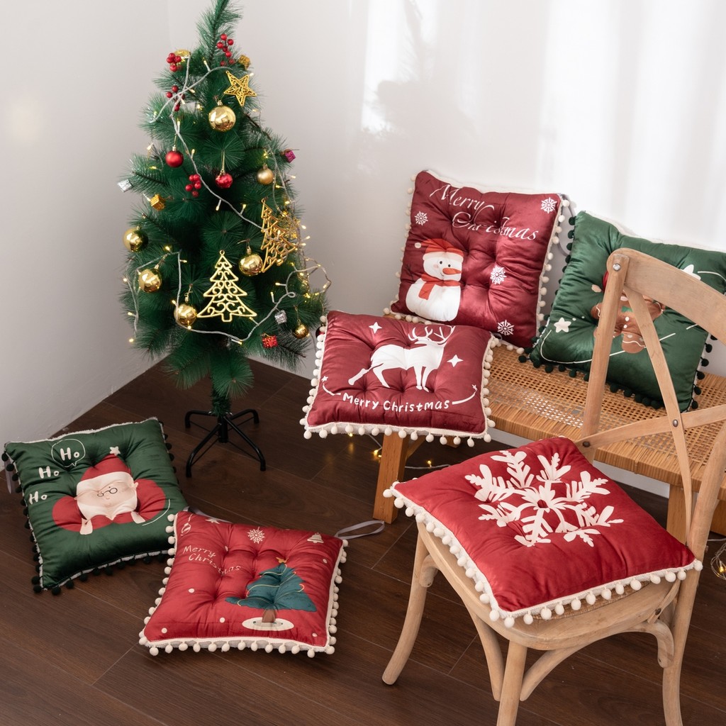 2024 New Christmas Chair Cushion Snowman Gingerbread Man Pattern Comfy ...