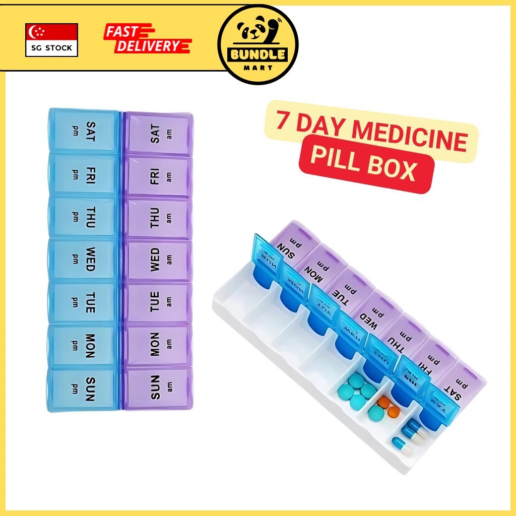 (BundleMart) 7 Days Medicine Pill Box Weekly Capsule Tablet Storage ...