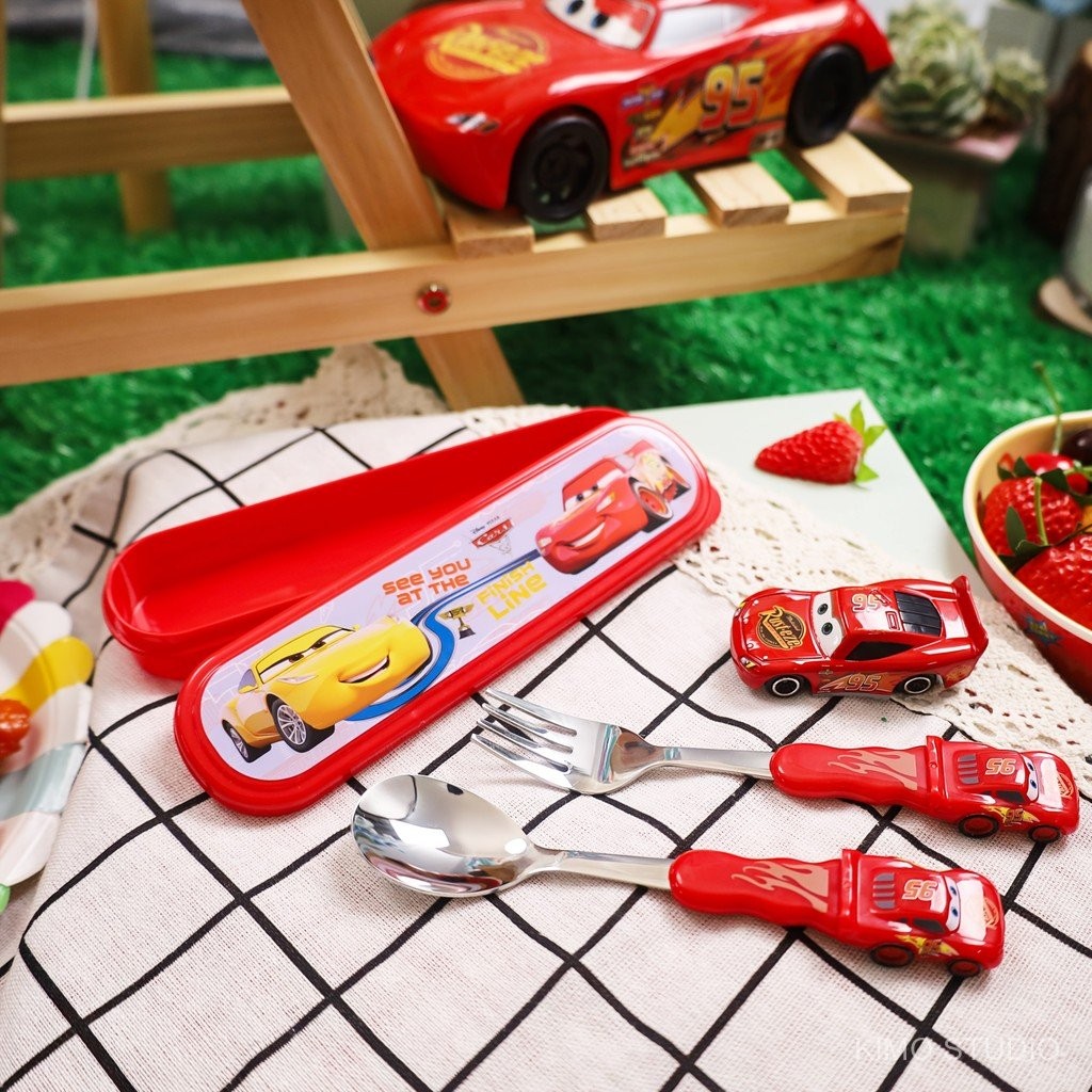 Cars Lightning McQueen Stainless Steel Fork And Spoon Set with Box ...