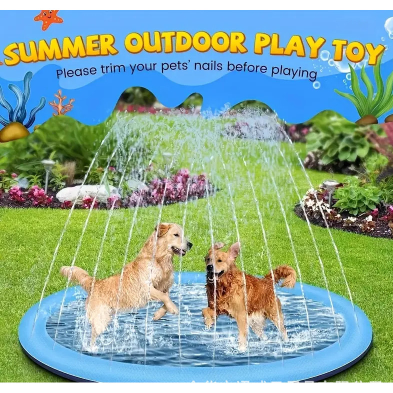 Pet Splash Pad - PVC Water Play Mat for Dogs & Kids (Outdoor Cooling ...