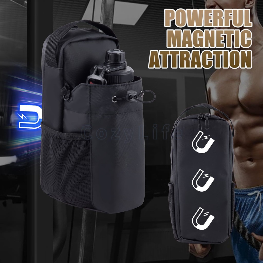 Magnetic Gym Bag, Large Capacity Gym Water Bottle Bag Holder with Strap ...