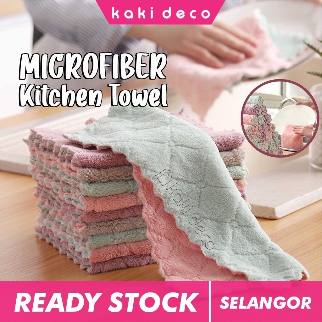 KakiDeco Kain Lap Meja Microfiber Household Kitchen Towel Thicker Wipe ...