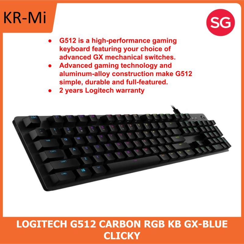 Logitech G512 RGB Mechanical Gaming Keyboard, GX Blue / GX Brown / GX ...