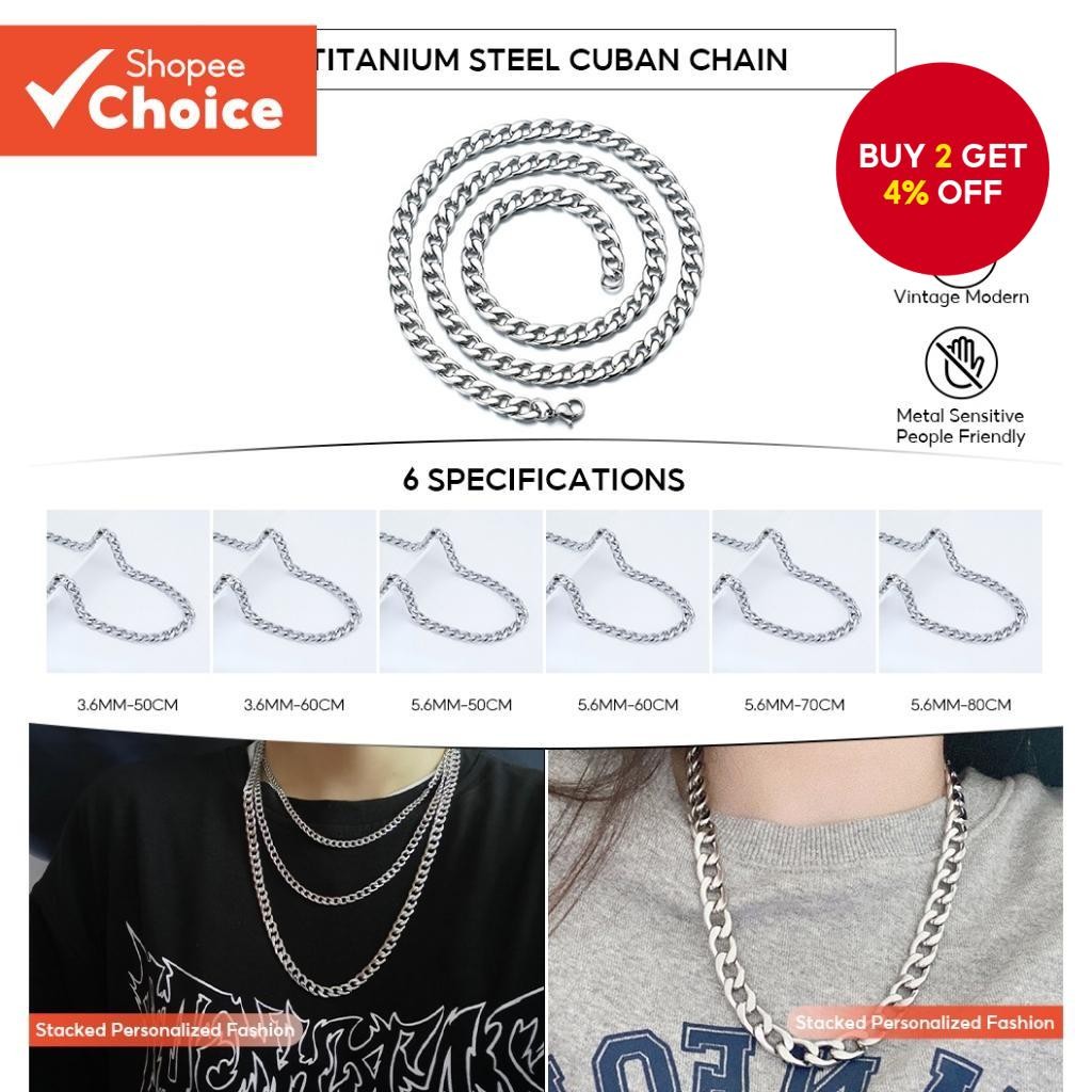 Cuban Chain Titanium Steel Clavicle Chain Men Women Unique Stackable ...