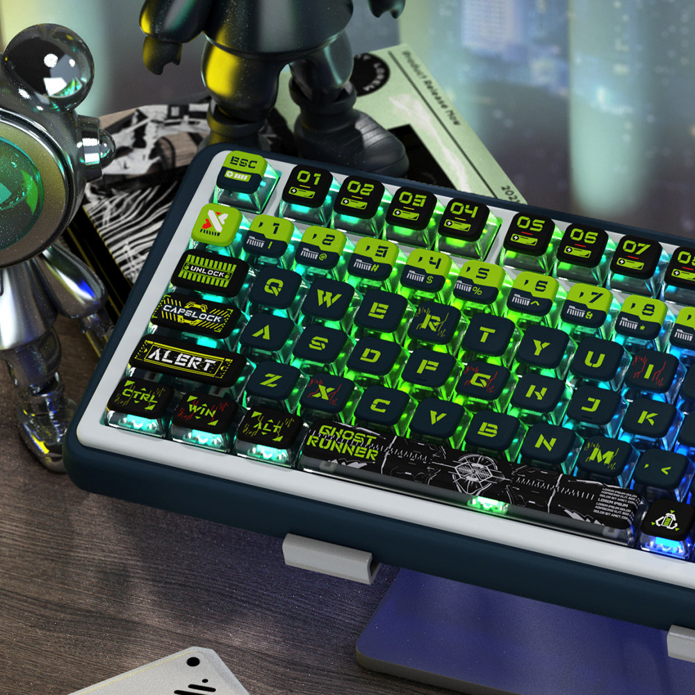 Cyberpunk Ghost Pudding Keycap MSA Profile PBT Four-sided Light ...
