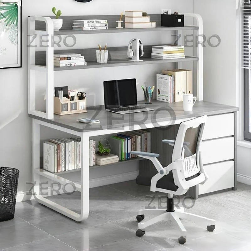Simple Modern Study With drawer Bookshelf Computer Desk Bookcase ...