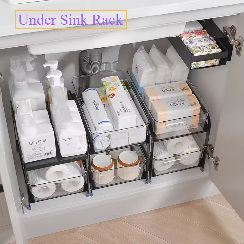 【SG Ready Stock】 Under Sink Rack Cabinet Drawer Sink Organizer Kitchen ...