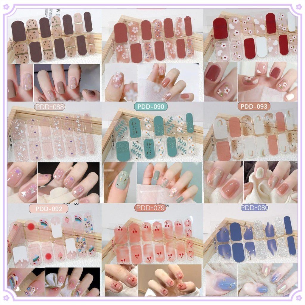 30 Types Bake-free Gel Nail Stickers Fashion Tearable DIY Fingernail ...