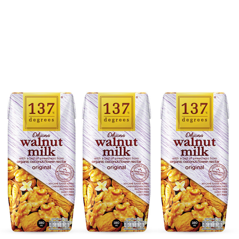 (Expiry 02 Nov 2024) 137 Degrees Walnut Milk Original (3 x 180ml ...