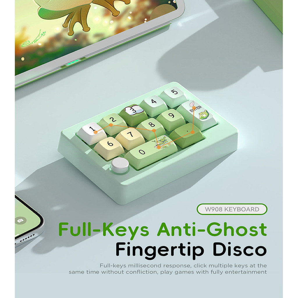 Bluetooth Tri-Mode Wireless RGB Backlit Number Keyboard Mechanical ...