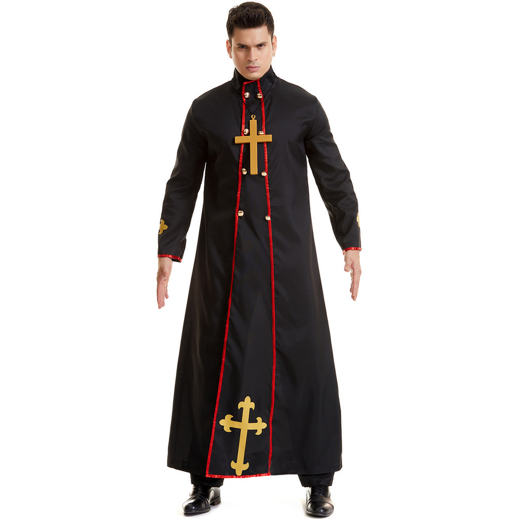 Halloween Priest Cosplay Costume Monastery Church Medieval Vintage ...