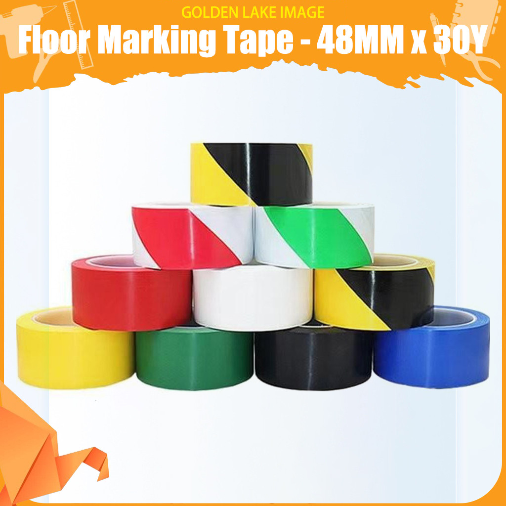 Floor Tape 48MM x 33Y Floor Safety Caution Warning Tape PVC Vinyl Floor ...
