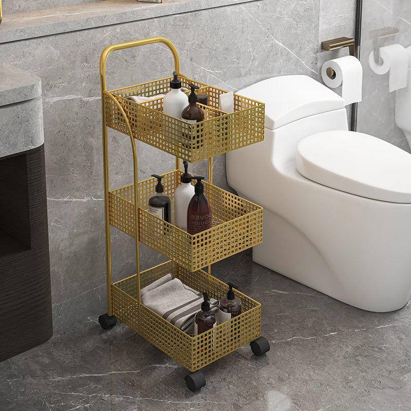 Nordic iron cart storage rack Bedroom kitchen Removable bathroom ...