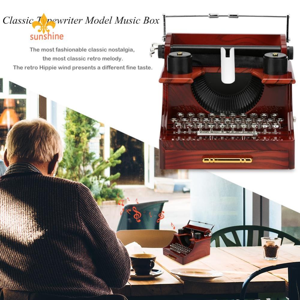 Mini Mechanical Musical Box Typewriter Model 8 Notes Hand Cranked Music ...