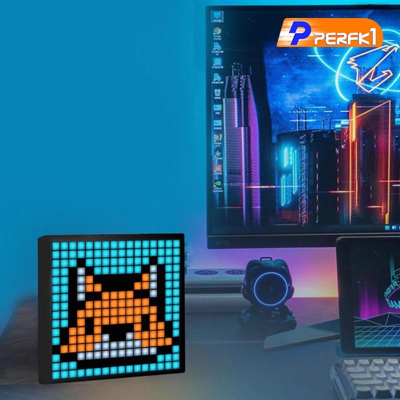[Perfk1] Pixel Display Pixel Animation Clock Gaming Room Decor Bedside ...