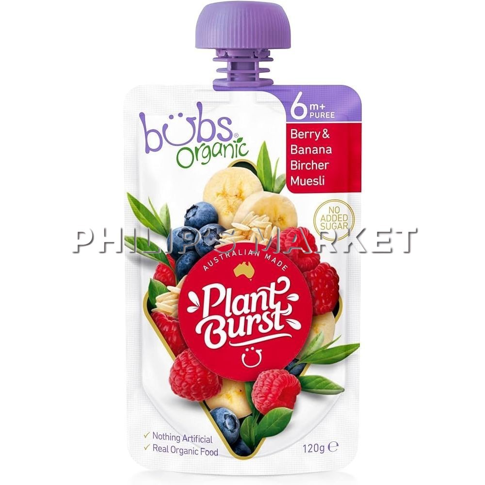 Bubs Organic Plant Burst Berry & Banana Bircher Muesli 120g | Shopee ...