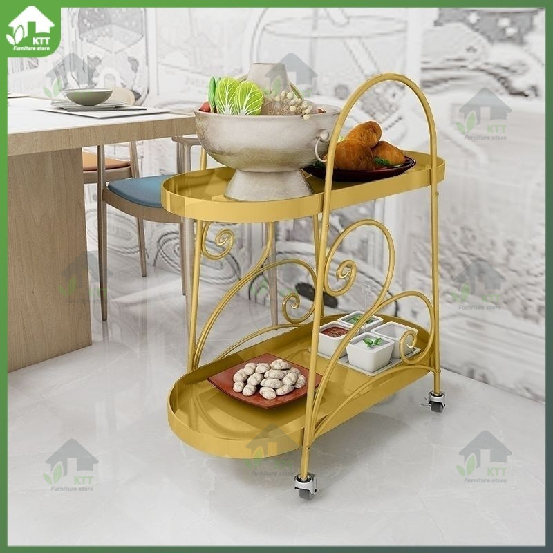 Trolley Serving Car Iron Movable Side Table Home Living Room Bedroom ...