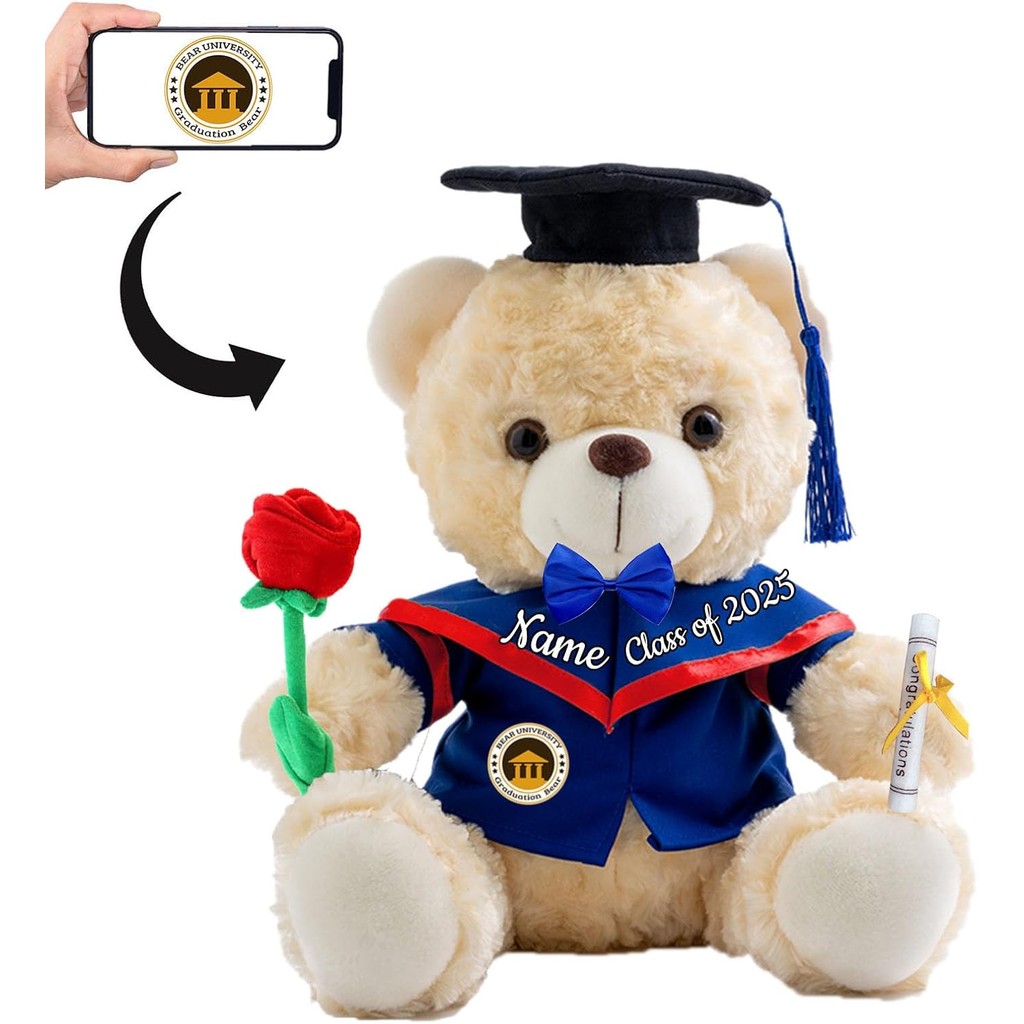 Personalized Teddy Bear with Photo+ Text, Graduation Bear Class of 2025 ...