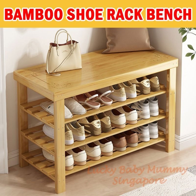 Bamboo Shoe Rack Bench Shoe Organizer Storage Shelf Household Entryway ...