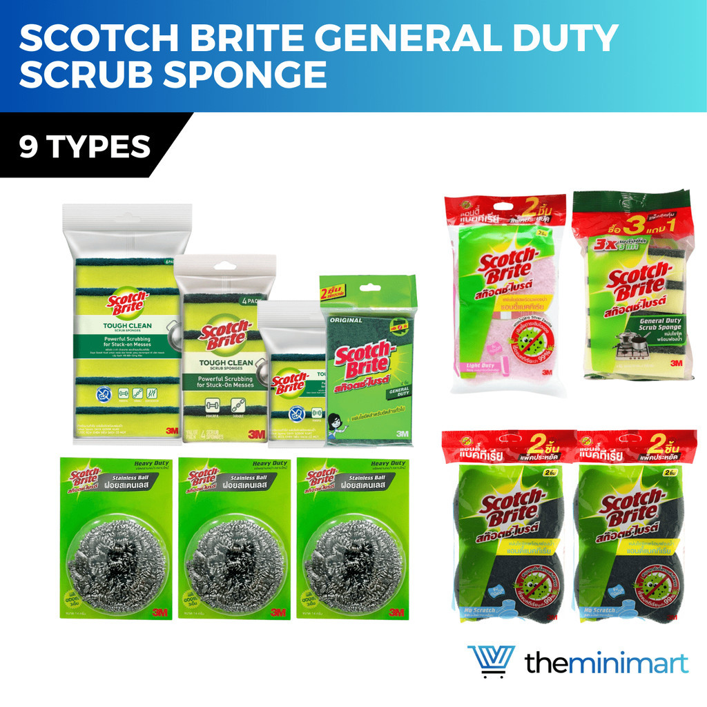 3M Scotch Brite General Duty Sponge - Tough Clean, Antibacterial ...