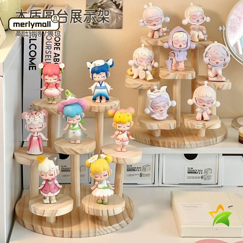 MERLYMALL Desktop Organiser, Wooden Step-style Pop Mart Display Shelf ...