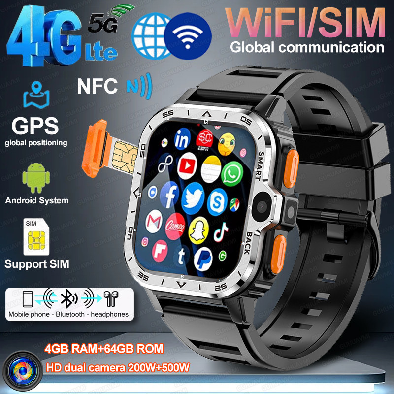 New Android GPS Smart Watch 4G/64G ROM Storage HD Dual Camera NFC Watch ...