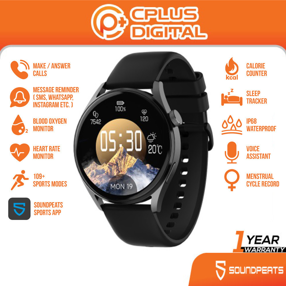 SoundPEATS Watch 4 Bluetooth Call Smart Watch w Health & Fitness ...