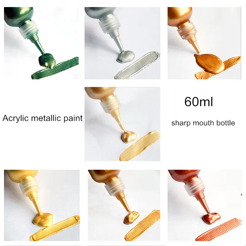 60ml Acrylic Paint Metallic Gold Silver Copper For Epoxy Resin Jewelry ...