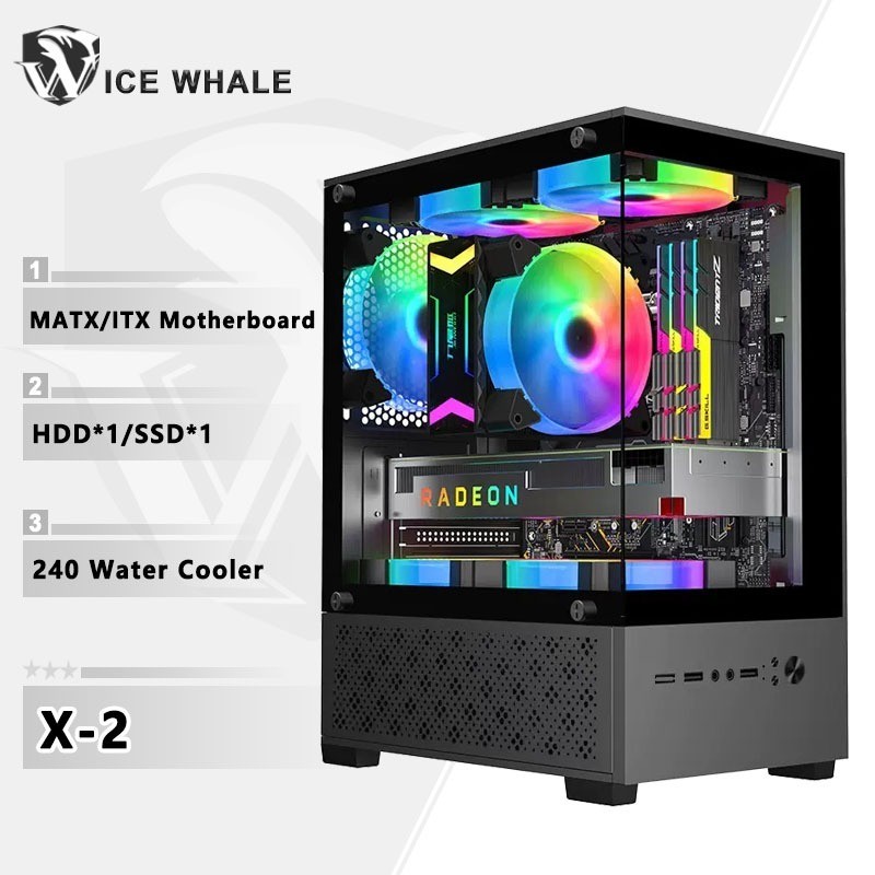 X2 Computer Case MATX/ITX Seaview Room Side Transparent Desktop Chassis ...
