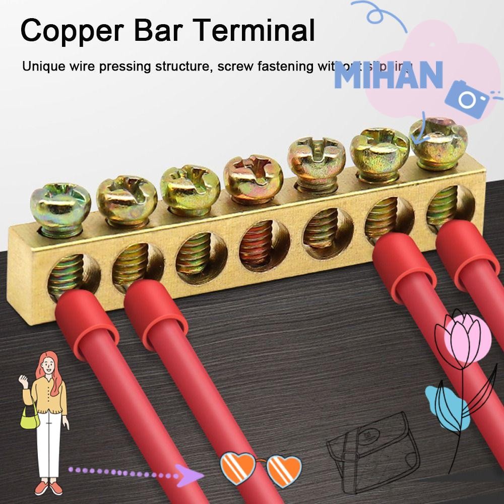 MIHAN Wire Connector, Copper With Hole Screw Copper Bar Terminal ...