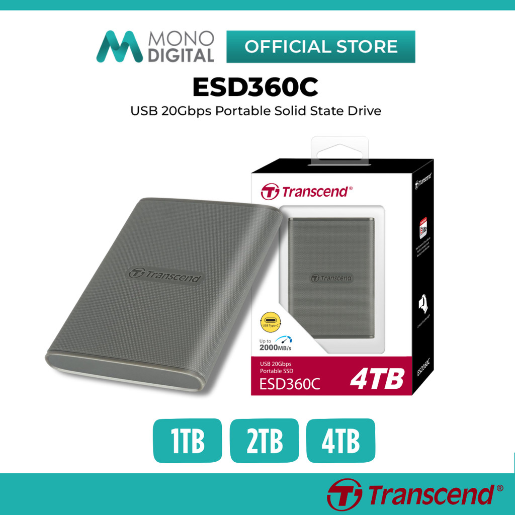 TRANSCEND EXT SSD ESD360C USB 20GBPS PORTABLE EXTERNAL SOLID STATE ...