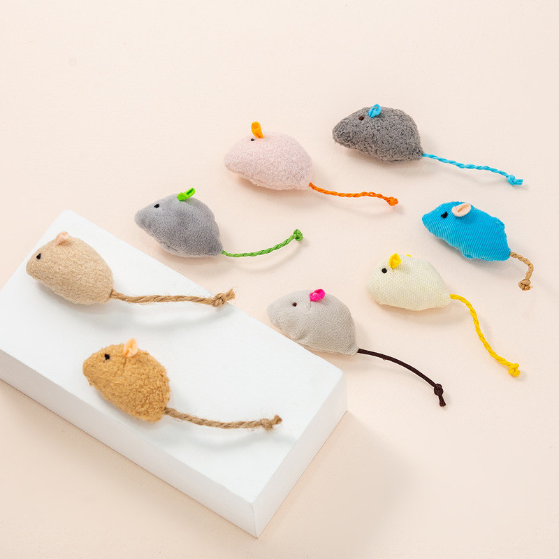 Realistic Plush Mouse Toy Set – Feathered, Bite-Resistant Chew ...