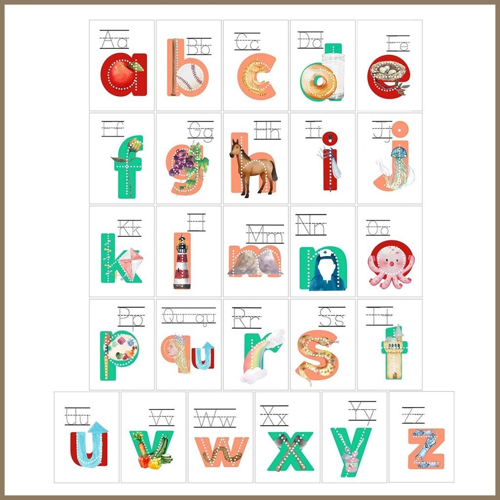 Alphabet Picture Mnemonic Cards Letter Reading and Spelling Game Sight ...